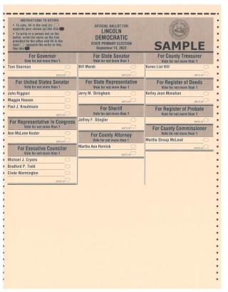 State Primary Sample Ballots | Lincoln NH